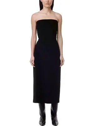 Another Tomorrow Strapless Midi Dress - Black