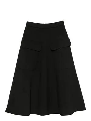 PSOPHIA Flap-pocket A-line Midi Skirt - Black