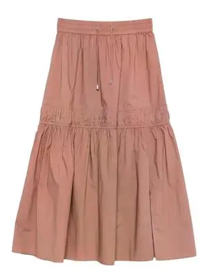 Patrizia Pepe Drawstring Waist Tiered Midi Skirt - Pink