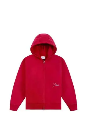 Rhude Classic Logo Embroidered Full-zip Hoodie - Red