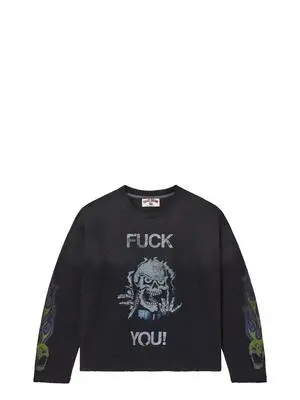 VALE FOREVER Graphic Print Crew Neck Sweatshirt - Black