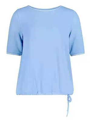BETTY BARCLAY Horizontal-ribbed T-shirt With Drawstring Hem - Blue
