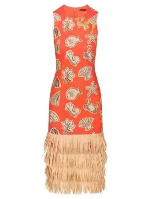 SIMONMILLER Jooni Fringed Midi Dress - Orange