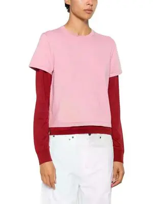 Guest In Residence Layered Effect Crew Neck Sweater - Pink