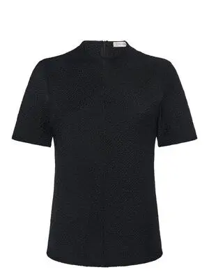 THE ROW Cala Short-sleeve Silk Cloqué Top - Black