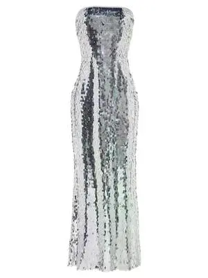 SIMONMILLER Sculpted Sequin Strapless Maxi Dress - Silver