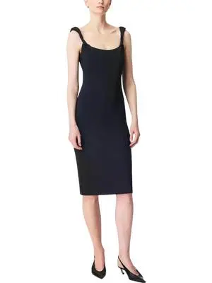 Another Tomorrow Twist-strap Midi Dress - Black