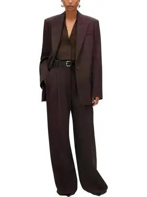 Another Tomorrow Wool Tailored Jacket - Brown