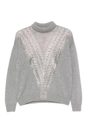 D.exterior Metallic Cable-knit Sweater - Grey