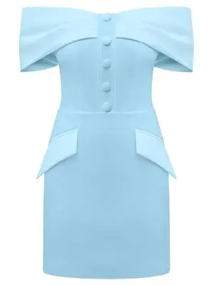 TIA DORRAINE Steel Confidence Off-shoulder Mini Dress - Blue