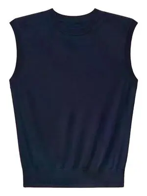 Another Tomorrow Sleeveless Wool Top - Blue