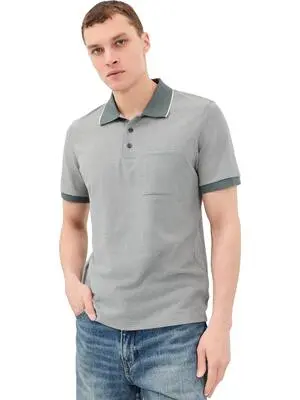 Theory Standard Polo Shirt In Birdseye Pique - Pine Grove Multi