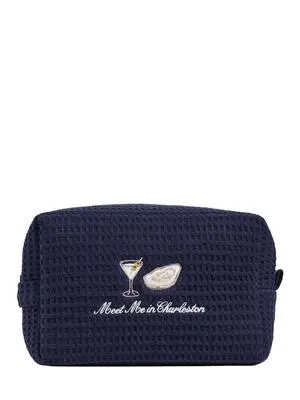ABBODE Pouch With Martini And Oyster Embroidery - Navy