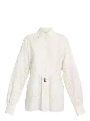 Erdem Embroidered Cotton-voile Shirt - Neutrals
