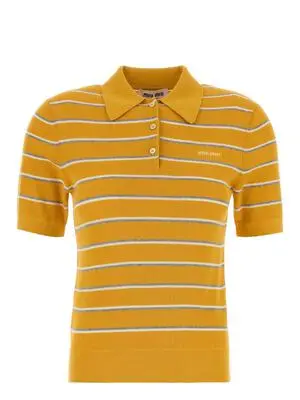Miu Miu Embroidered Stretch Cotton Blend Polo Shirt - Multicolor