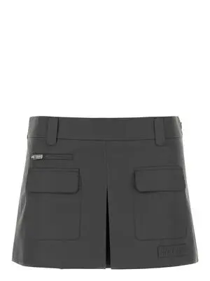 Miu Miu Poplin Mini Skirt - Gray