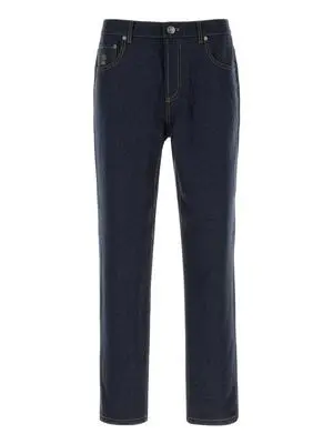 Brunello Cucinelli Dark Felt Straight Leg Trousers - Blue