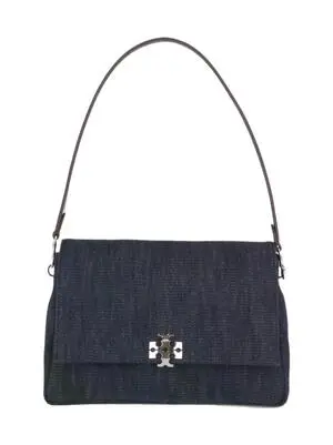 Tory Burch Tory Burch Charlie Logo-Plaque Denim Shoulder Bag Blue