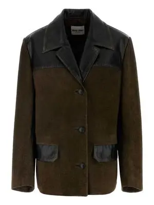Miu Miu Leather Trimmed Jacket - Multicolor