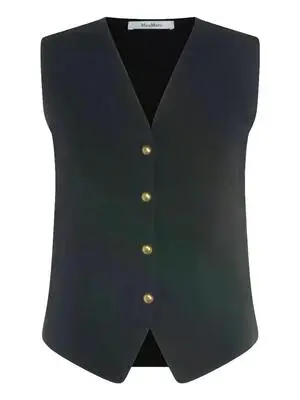 Max Mara V-neck Button-up Gilet - Blue
