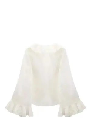 Dorothee Schumacher White Lace-up Blouse With Ruffled Details - Neutrals