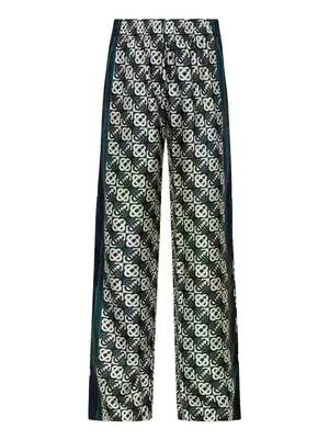 Casablanca Monogram Print Silk Trousers - Green