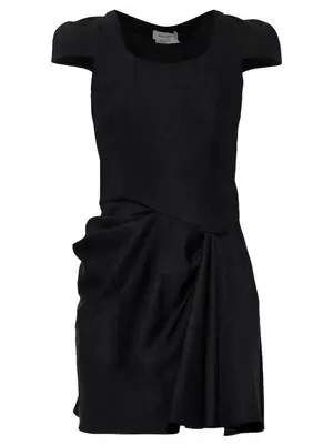 Alexander McQueen Draped Wool Mini Dress - Black