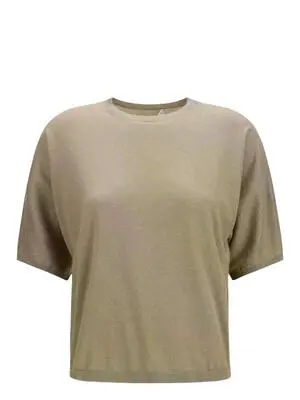 Brunello Cucinelli Short-sleeve Metallic Knit Sweater - Neutrals
