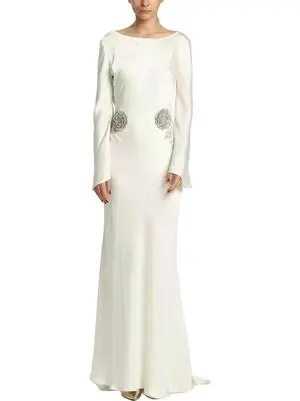 MIAU BY CLARA ROTESCU Milos Bead-embellished Gown - Neutrals
