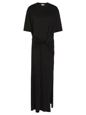 AGOLDE Zanna Gathered Cotton Maxi T-shirt Dress - Black