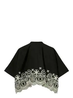 La DoubleJ Sangallo Embroidered Cropped Shirt - Black