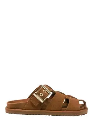 COLORS OF CALIFORNIA Buckle-fastening Suede Caged Sandals - Brown
