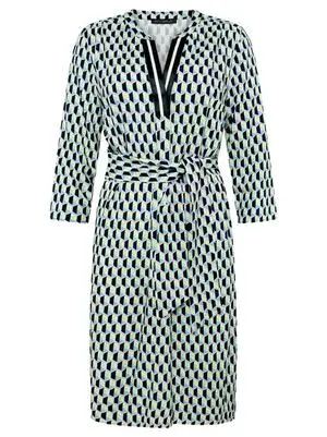 BETTY BARCLAY Geometric Print Belted Dress - Blue