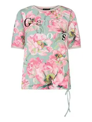 BETTY BARCLAY Floral Print T-shirt With Drawstring Hem - Blue