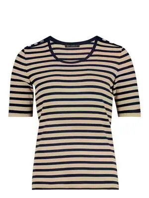BETTY BARCLAY Striped Button-detail T-shirt - Neutrals