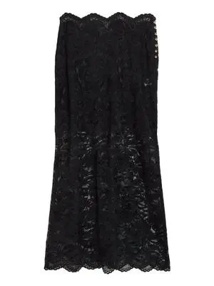 Rabanne Lace-overlay Button-detail Midi Skirt - Black