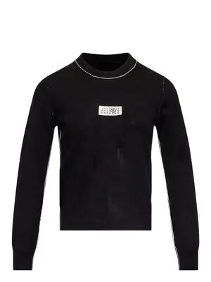 MAISON MARGIELA Contrast Trim Wool Blend Knit Jumper - Black