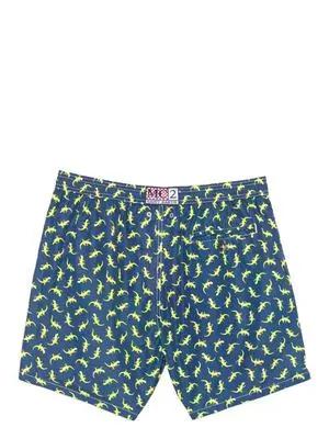 MC2 SAINT BARTH Lizard-print Drawstring Swim Shorts - Blue
