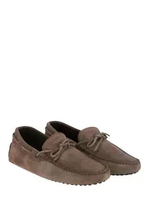 TOD'S Suede Loafers With Bow Detail - Brown