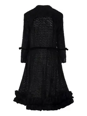 Noir Kei Ninomiya Ruffled Frayed Coat - Black
