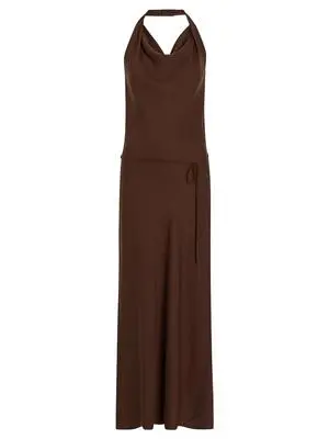 Faithfull The Brand Izaro Halterneck Woven Maxi Dress - Chocolate