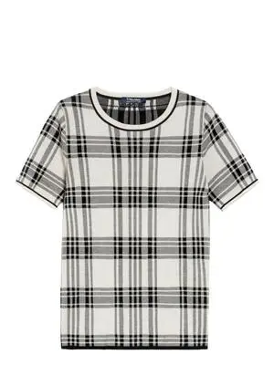 Max Mara Max Mara Resena Plaid Wool Knitted T-Shirt Gray