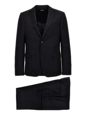 Zegna Zegna Single-Breasted Straight-Leg Suit Black