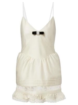 SHUSHU/TONG Lace-trimmed Wool And Silk Minidress - White