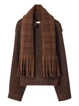 BURBERRY Burberry Checked Fringed Scarf Jacket
