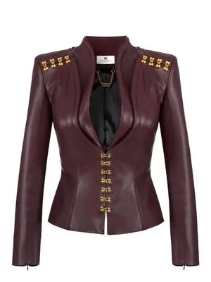 Elisabetta Franchi Leather Hook-detail Jacket - Red