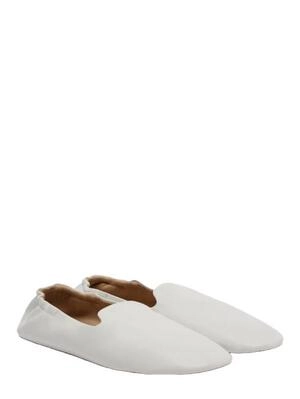 THE ROW Casa Leather Slippers - White