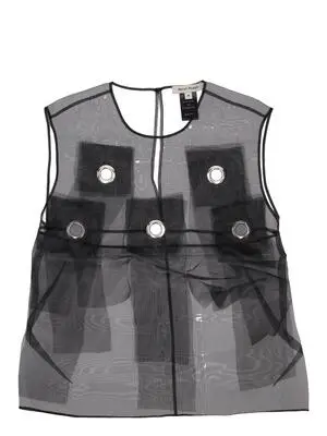 MERYLL ROGGE Sleeveless Top With Eyelets And Fringe - Black