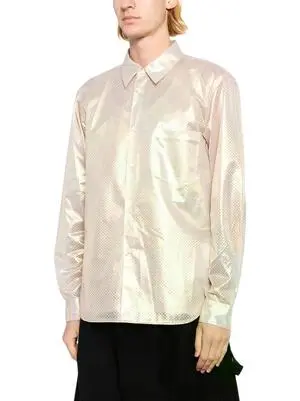 Comme Des Garçons Perforated Metallic-effect Shirt - Neutrals