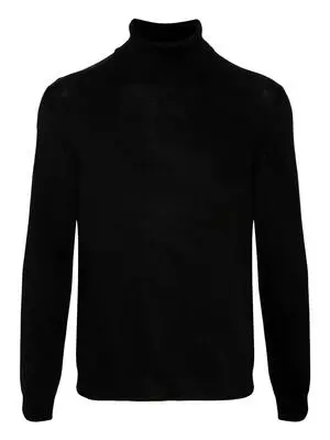 ROBERTO COLLINA Merino Wool Roll Neck Sweater - Black